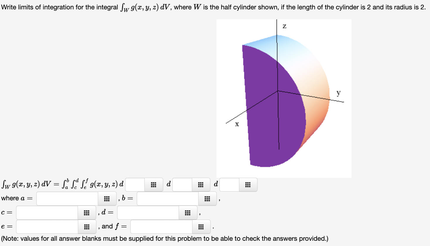 Solved Write limits of integration for the integral Sw g(x, | Chegg.com