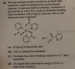 Solved The iron-transport protein transferrin can bind | Chegg.com