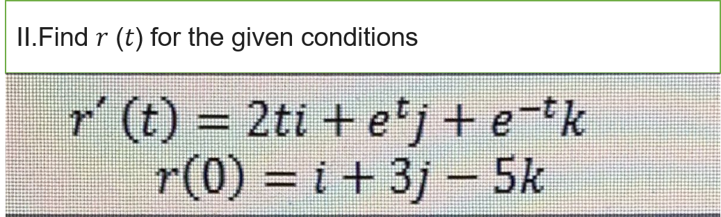 Solved II. Find r (t) for the given conditions r' (t) = 2ti | Chegg.com