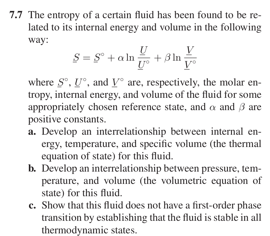 Solved 7.7 The entropy of a certain fluid has been found to | Chegg.com
