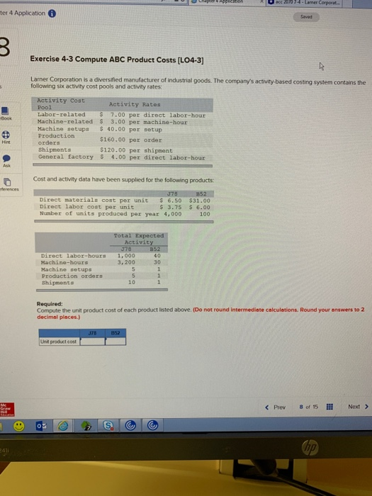 Solved ter 4 Application Exercise 4-3 Compute ABC Product | Chegg.com