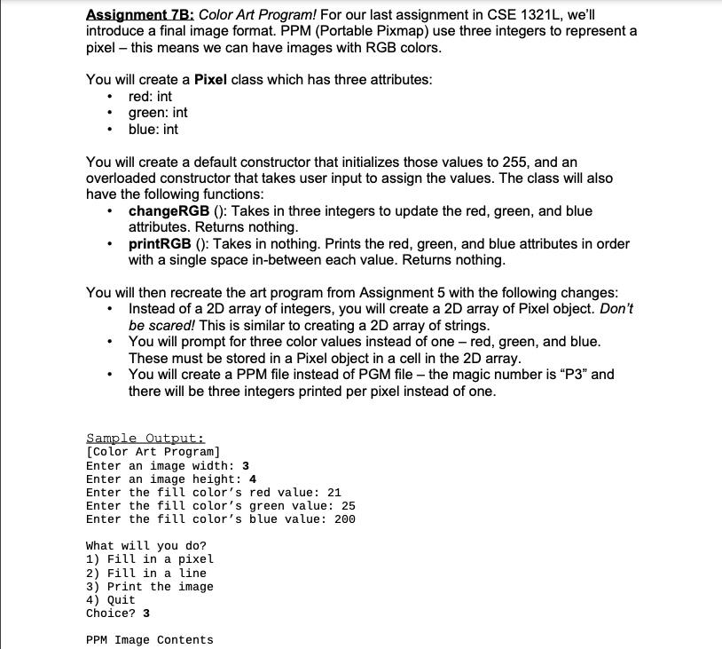 Solved Assignment 7B: Color Art Program! For our last | Chegg.com
