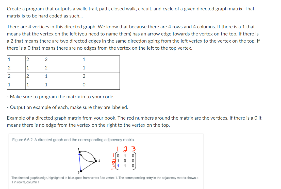 Solved Create A Program That Outputs A Walk Trail Path 