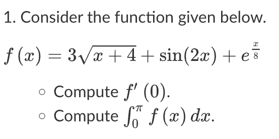 Solved 1 Consider The Function Given Below 7410