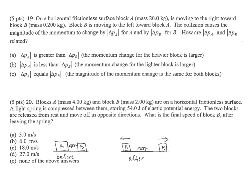 Solved (5 pts) 19. On a horizontal frictionless surface | Chegg.com