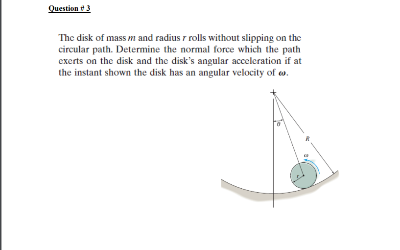 Solved Question # 3 The disk of mass m and radius r rolls | Chegg.com