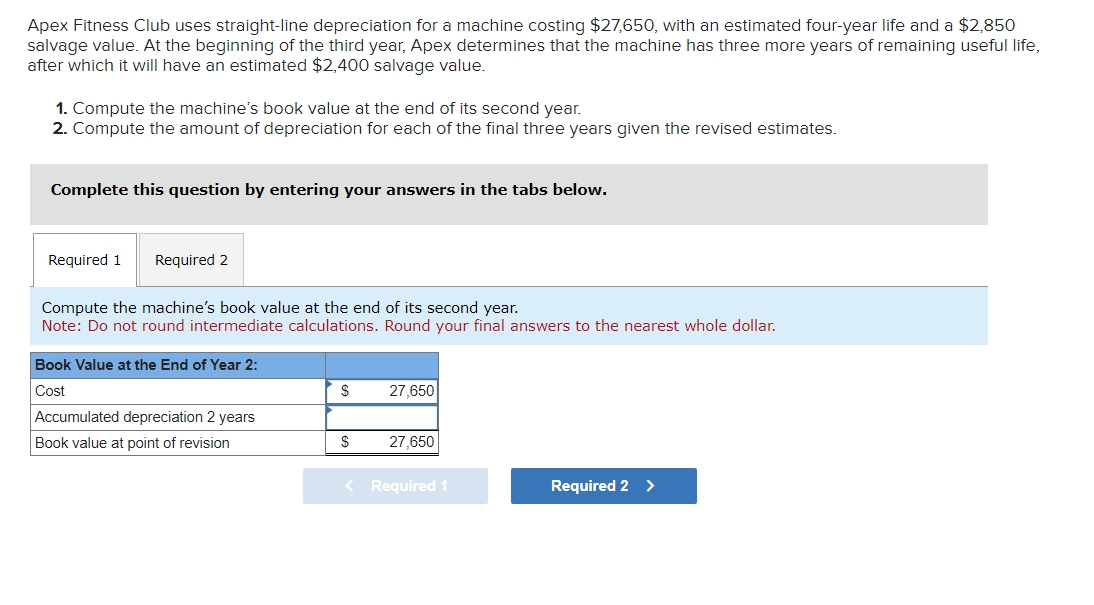 Solved Apex Fitness Club uses straight-line depreciation for | Chegg.com