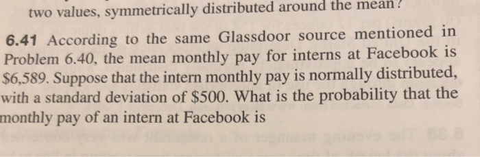 Solved two values, symmetrically distributed around the | Chegg.com