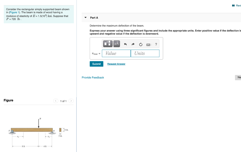 Solved A Revi Consider the rectangular simply supported beam | Chegg.com