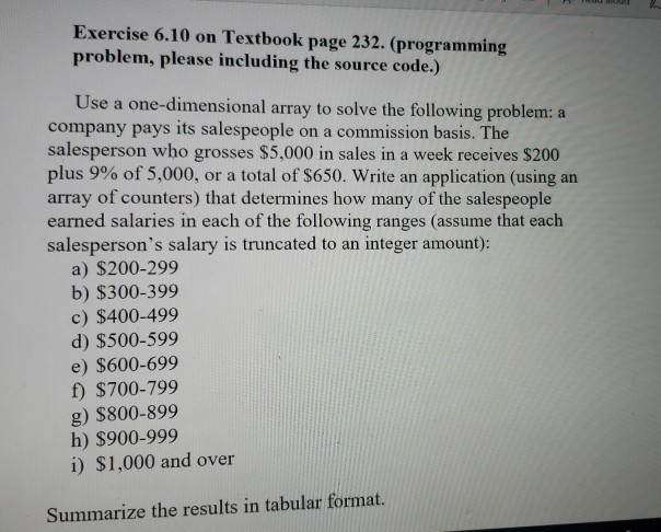 Solved Exercise 610 On Textbook Page 232 Programming 