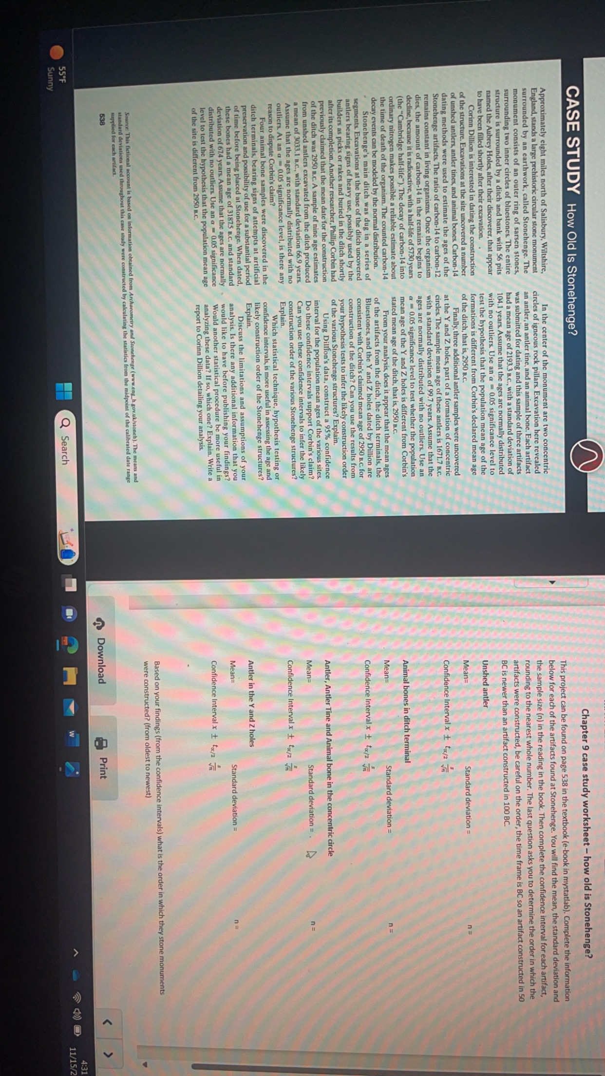 Solved Chapter 9 ﻿case study worksheet - ﻿how old is | Chegg.com