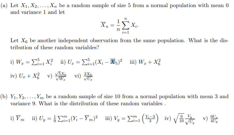 Solved (a) Let Xi, X2,... , Xn be a random sample of size 5 | Chegg.com