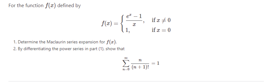 Solved For the function f(x) defined by f(x)={xex−1,1, if | Chegg.com