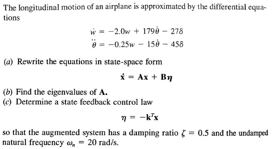 Solved The longitudinal motion of an airplane is | Chegg.com