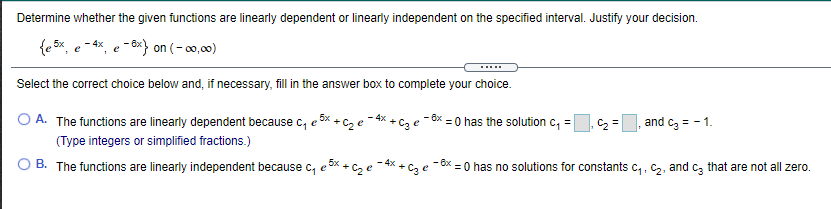 Solved Determine Whether The Given Functions Are Linearly