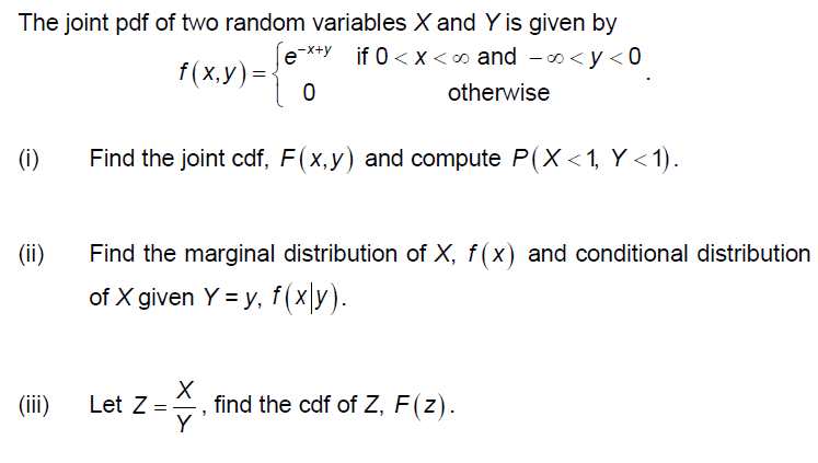 Solved The joint pdf of two random variables X and Y is | Chegg.com