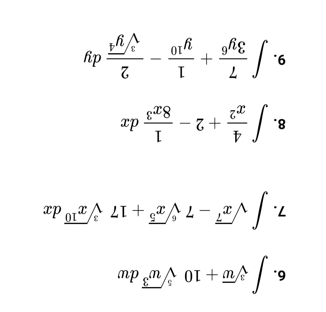 Solved 6. W + 10 ♡ w3 dw W Svw+ 7. / V7"-77/78 + 17 Vz" de 7 | Chegg.com