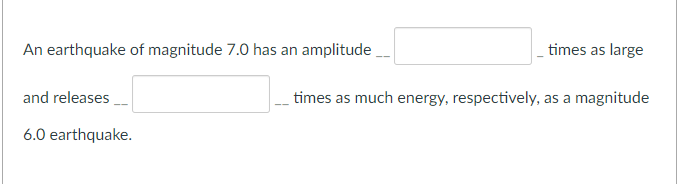 Solved An earthquake of magnitude 7.0 has an amplitude times | Chegg.com