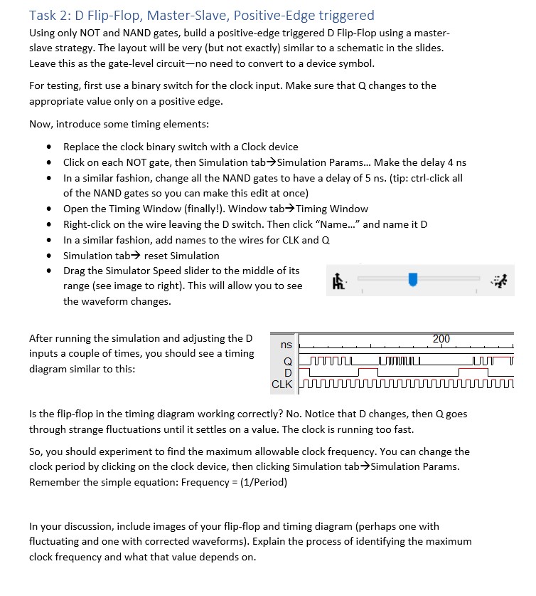 Task 2: D Flip-Flop, Master-Slave, Positive-Edge | Chegg.com