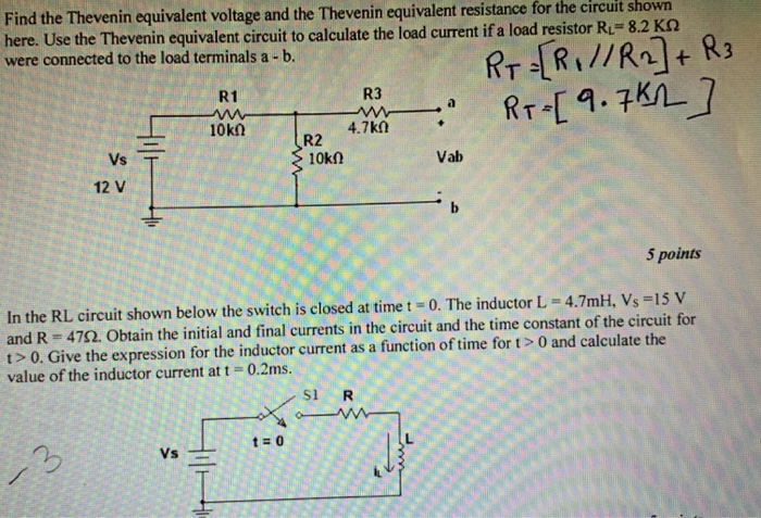 Solved Thevenin equivalent voltage and the Thevenin | Chegg.com