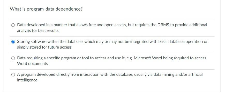Solved What is program-data dependence? Data developed in a | Chegg.com