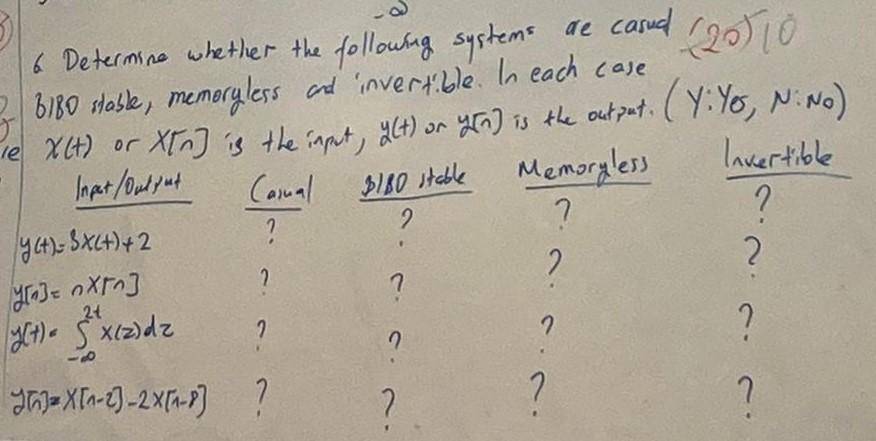 Solved 6. Determine whether the following systems ae casud | Chegg.com