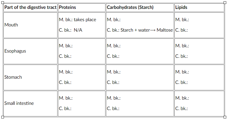 Solved ENZYMES SITE OF ENZYME PRODUCTION SITE OF ENZYME | Chegg.com