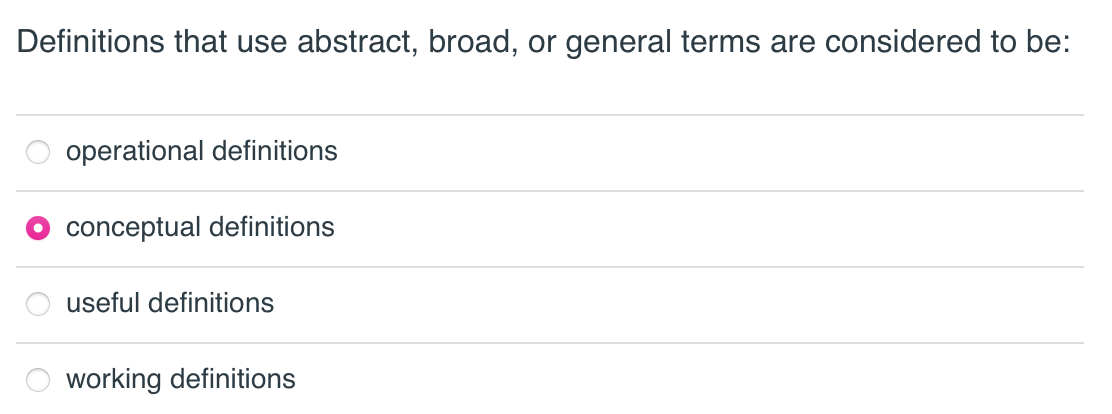 Solved Definitions that use abstract, broad, or general | Chegg.com