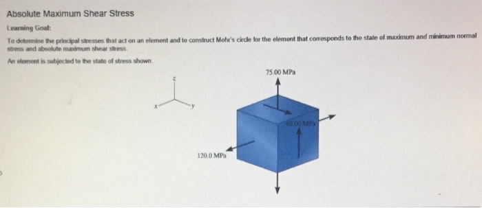 Solved Absolute Maximum Shear Stress L earning Goal: To | Chegg.com