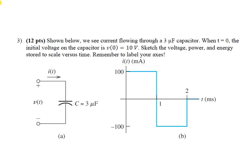 Solved (12 pts) Shown below, we see current flowing through | Chegg.com