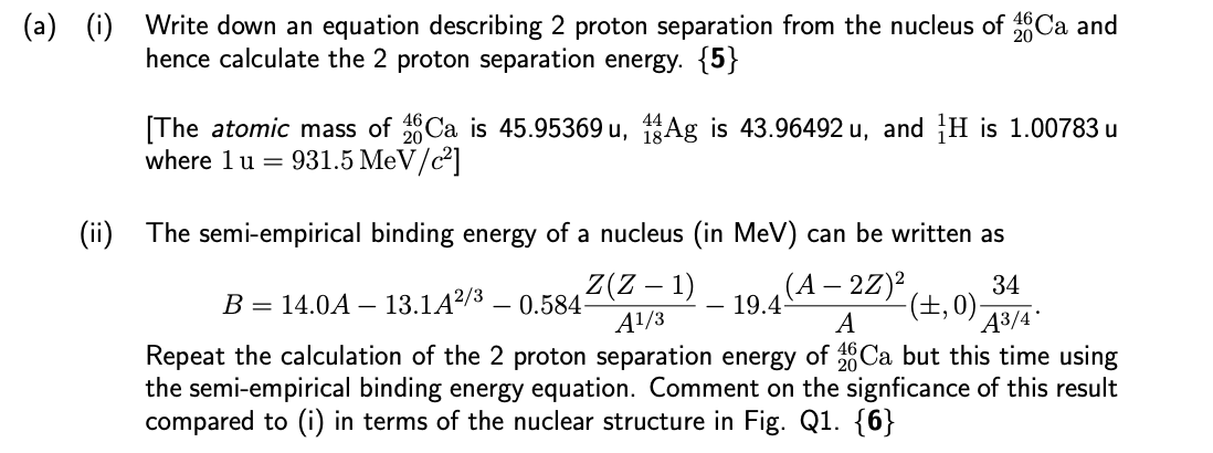 Solved (a) (i) Write down an equation describing 2 proton | Chegg.com