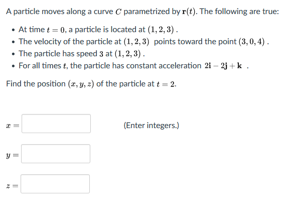 Solved A particle moves along a curve C parametrized by | Chegg.com