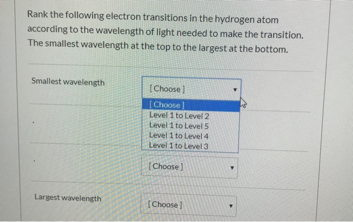 Solved Rank The Following Electron Transitions In The