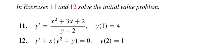 Solved In Exercises 11 and 12 solve the initial value | Chegg.com