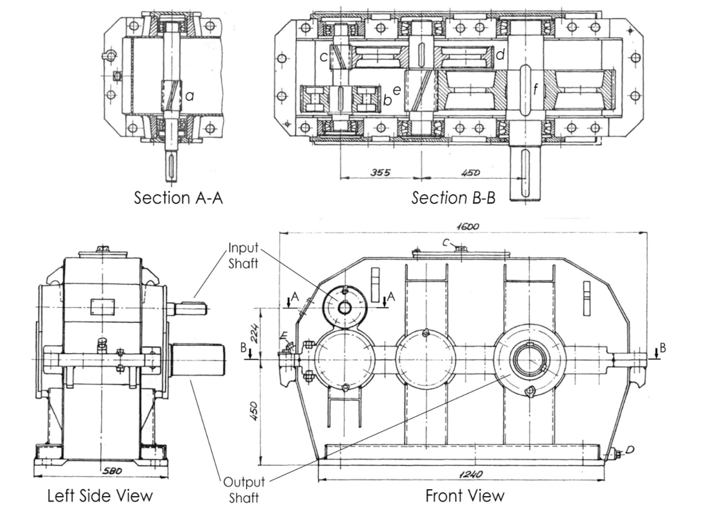 Figure 1 shows a triple reduction spur gear gearbox. | Chegg.com