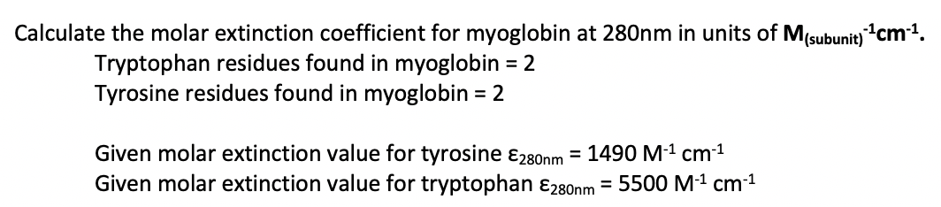 Solved Calculate the molar extinction coefficient for | Chegg.com