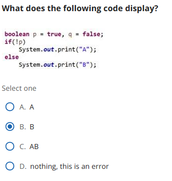 Solved What does the following code display?boolean p= | Chegg.com