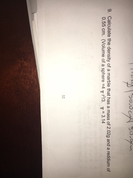 Solved Calculate the density of a marble that has a mass of | Chegg.com