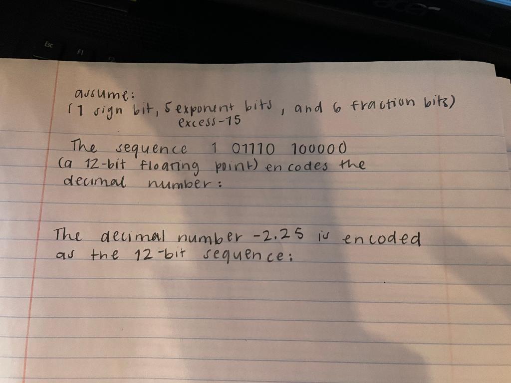 Solved assume: 11 sign bit, s exponent bits, and 6 fraction | Chegg.com