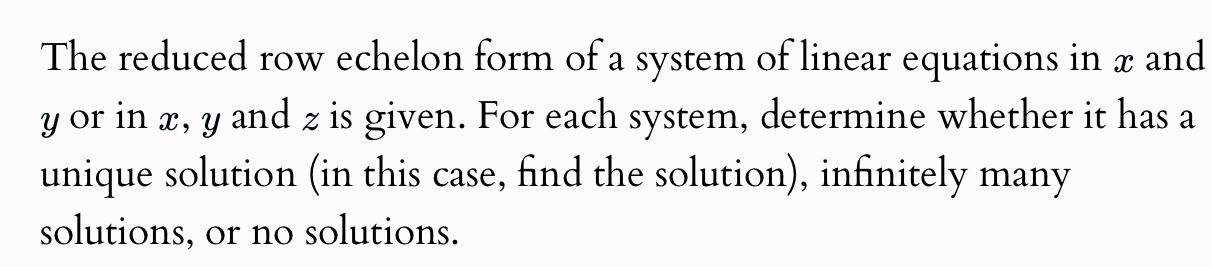 The reduced row echelon form of a system of linear | Chegg.com