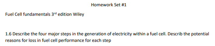 Solved Fuel Cell fundamentals 3rd edition Wiley 1.6 | Chegg.com