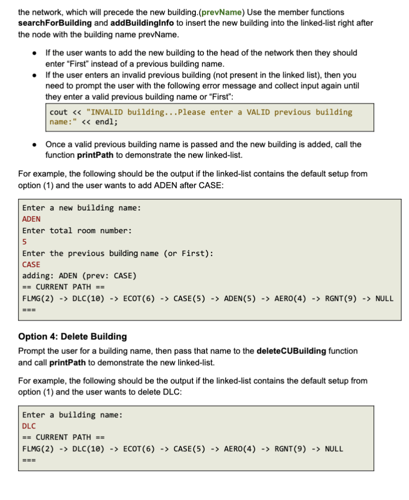 Linked Lists - Part 2 Communication Between Buildings | Chegg.com
