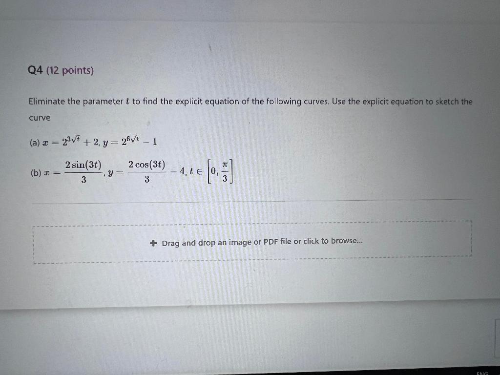 Solved Eliminate the parameter t to find the explicit | Chegg.com