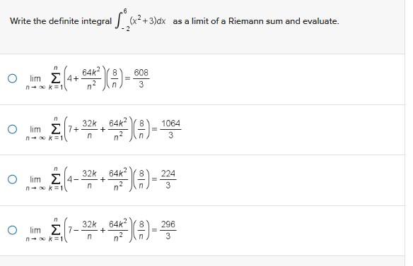 Solved Write the definite integral as a limit of a Riemann | Chegg.com