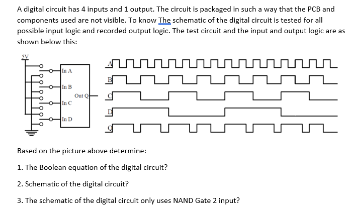 Solved A digital circuit has 4 inputs and 1 output. The | Chegg.com