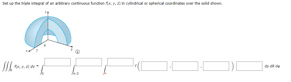 Solved Set up the triple integral of an arbitrary continuous | Chegg.com