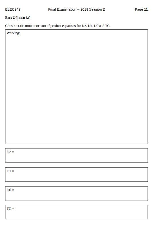 Solved Page 10 Final Examination - 2019 Session 2 ELEC242 | Chegg.com