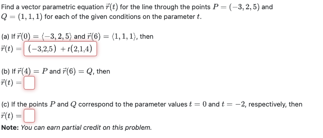 Solved Find a vector parametric equation r(t) for the line | Chegg.com