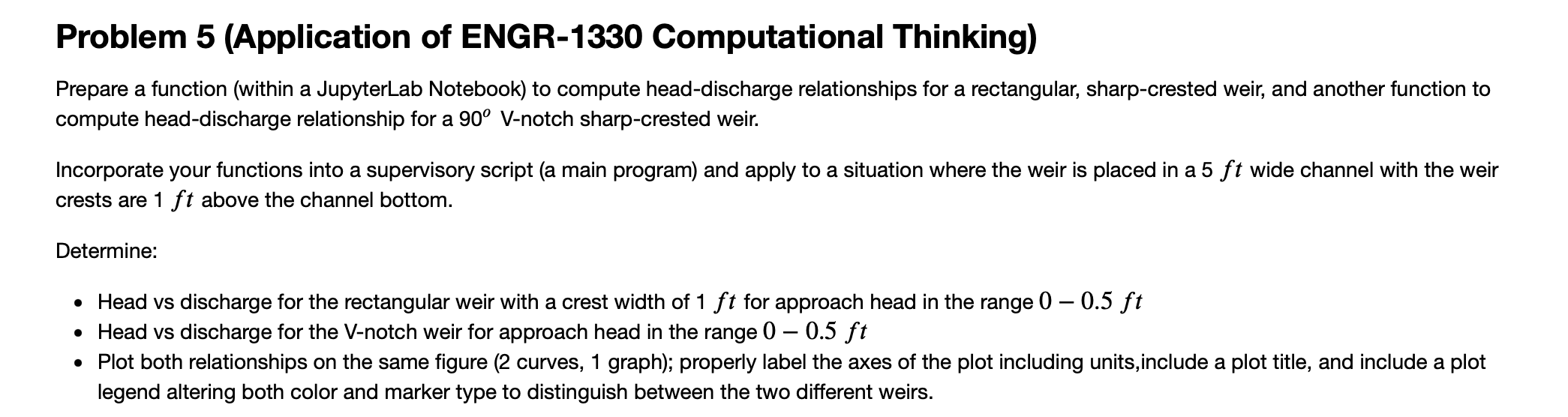Problem 5 Application Of Engr 1330 Computational 