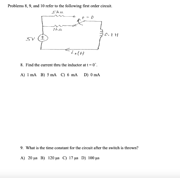 Solved Problems 8,9 , and 10 refer to the following first | Chegg.com